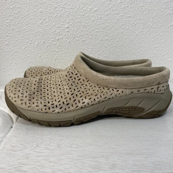 Merrell | Shoes | Merrell Womens Vellum Clog Mule Shoes Beige Leather ...